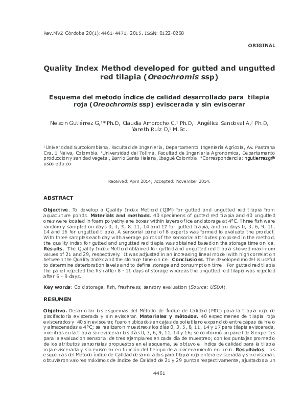 (PDF) Quality Index Method developed for gutted and ungutted red ...