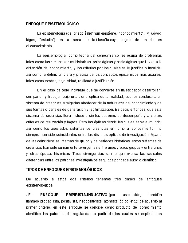 (DOC) ENFOQUE EPISTEMOLÓGICO