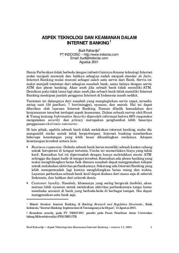 (PDF) ASPEK TEKNOLOGI DAN KEAMANAN DALAM INTERNET BANKING 1
