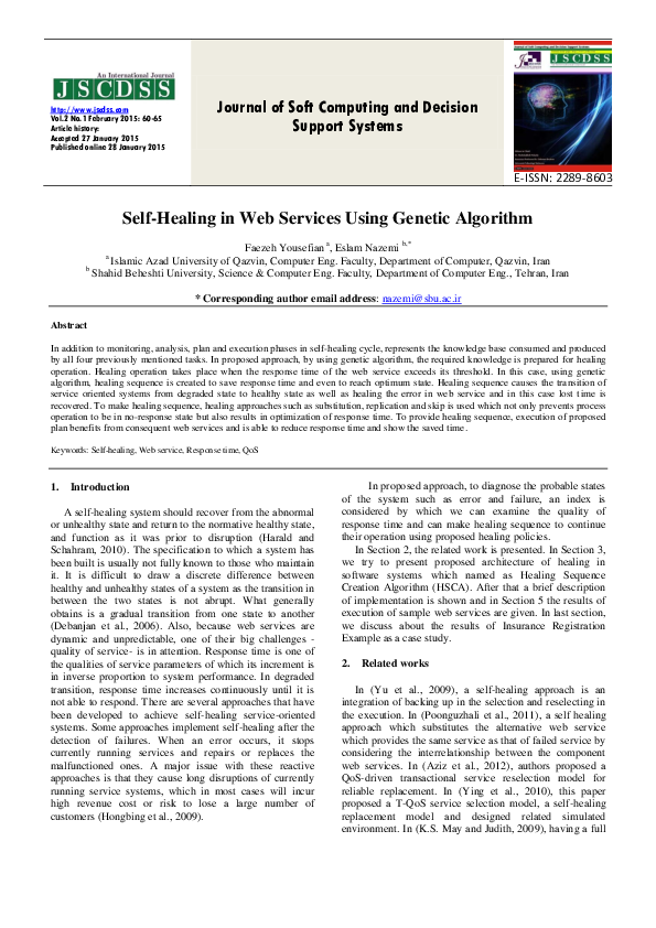 (PDF) Self-Healing in Web Services Using Genetic Algorithm