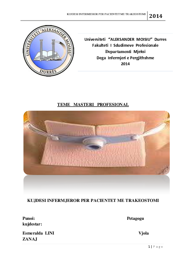 (PDF) KUJDESI INFERMIEROR PER PACIENTET ME TRAKEOSTOMI