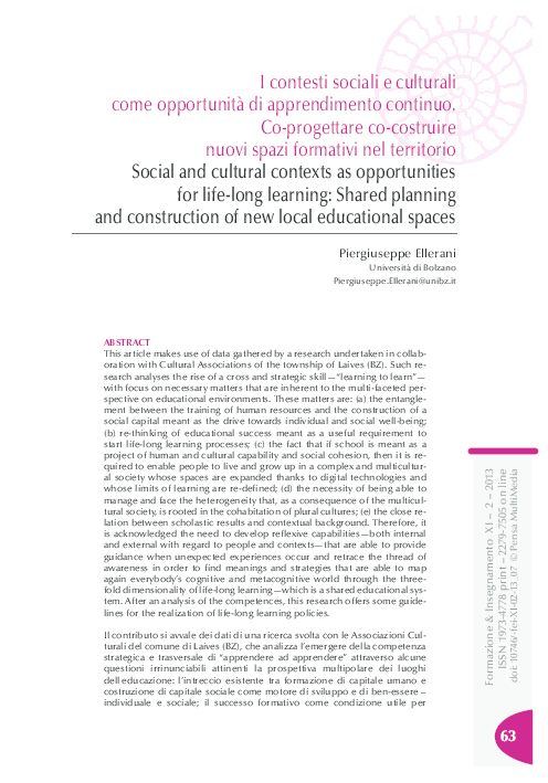 (PDF) Social and cultural contexts as opportunities for life-long ...