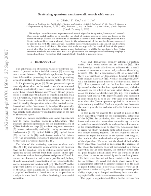 (PDF) Scattering quantum random-walk search with errors