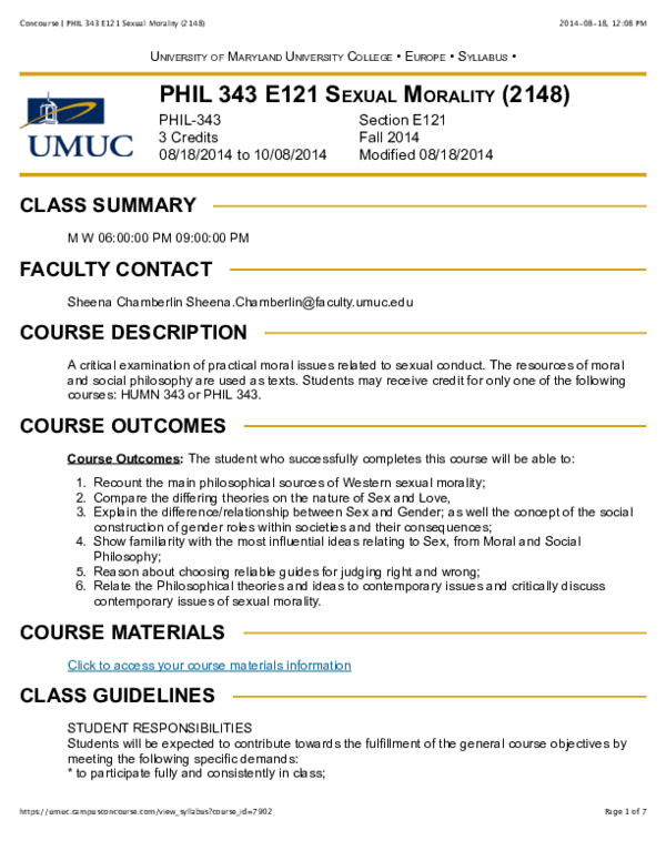 Pdf Contemporary Sexual Ethics Sexual Morality Phil 343