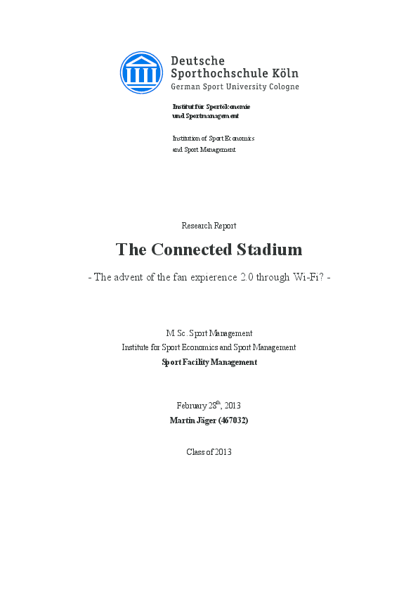 (PDF) "The Connected Stadium" - The advent of fan experience 2.0?