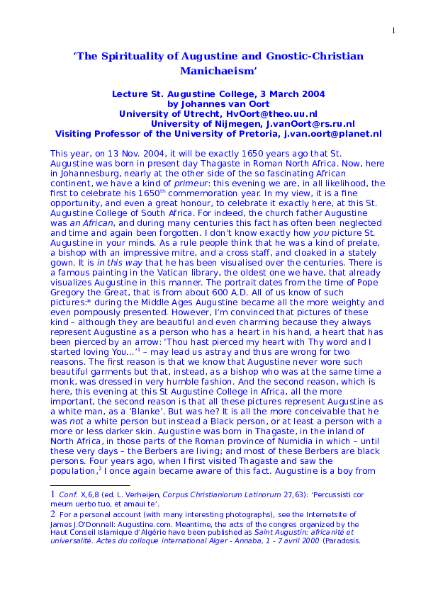 (DOC) AUGUSTINE COMMEMORATION LECTURE: The Spirituality of Augustine ...