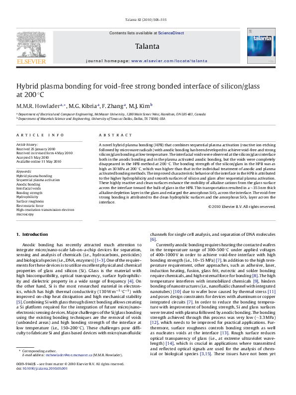 (PDF) Hybrid plasma bonding for void-free strong bonded interface of ...