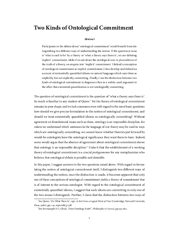 (PDF) Two Kinds of Ontological Commitment