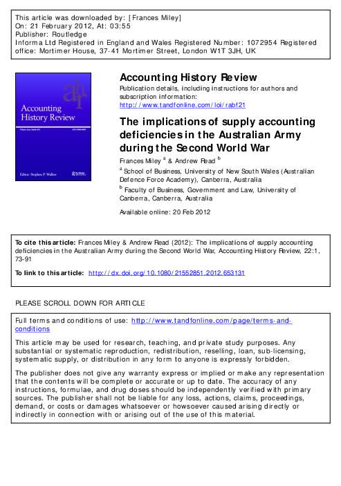 (PDF) The implications of supply accounting deficiencies in the ...