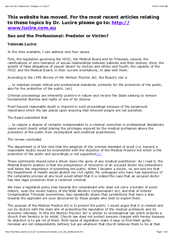 (PDF) Sex and the Practitioner: The Victim | Yolande Lucire - Academia.edu