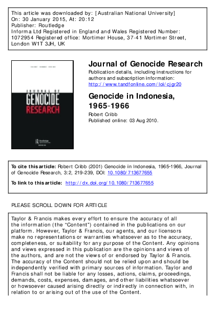 (PDF) Genocide in Indonesia, 1965‐1966