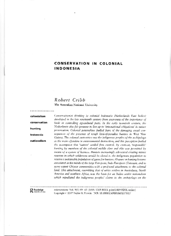 (PDF) Conservation in Colonial Indonesia