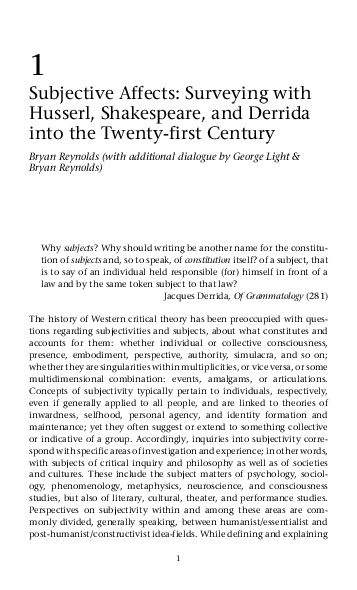 (PDF) "Subjective Affects: Surveying with Husserl, Shakespeare, and ...