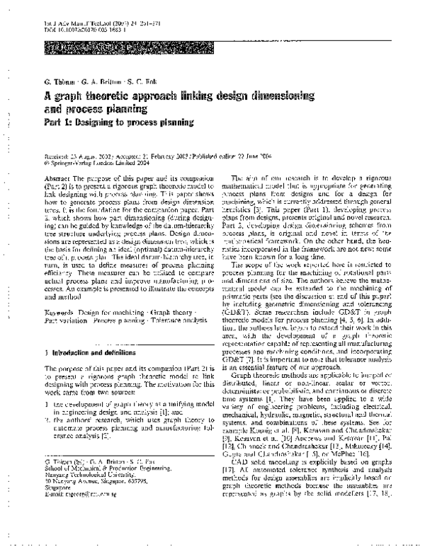 (PDF) A Graph Theoretic Approach Linking Design Dimensioning and Process Planning, Part 1 ...