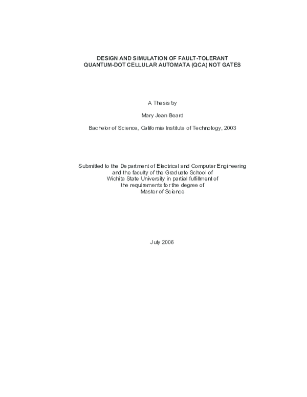 Pdf Design And Simulation Of Fault Tolerant Quantum Dot Cellular Automata Qca Not Gates A