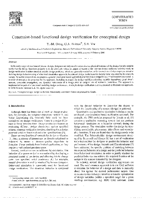 (PDF) Constraint-based Functional Design Verification for Conceptual Design