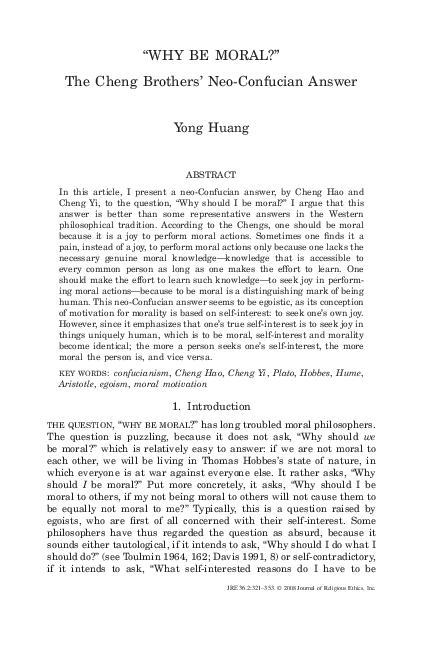 (PDF) (2008c) “WHY BE MORAL?”: The Cheng Brothers’ Neo-Confucian Answer