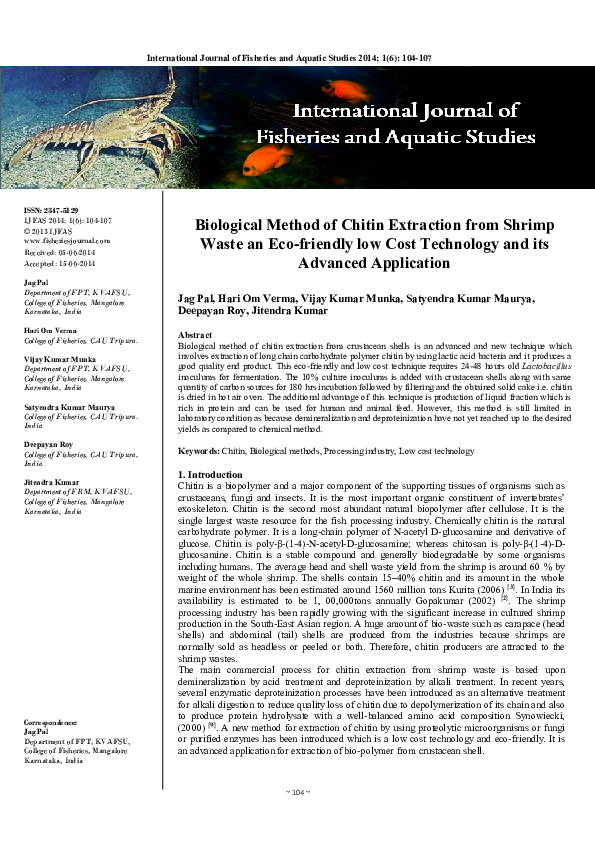 (PDF) Biological Method of Chitin Extraction from Shrimp Waste an Eco ...