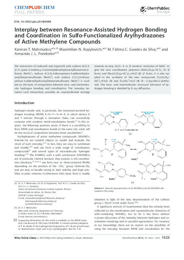 (PDF) Interplay between Resonance Assisted Hydrogen Bonding and Coordination in Sulfo ...