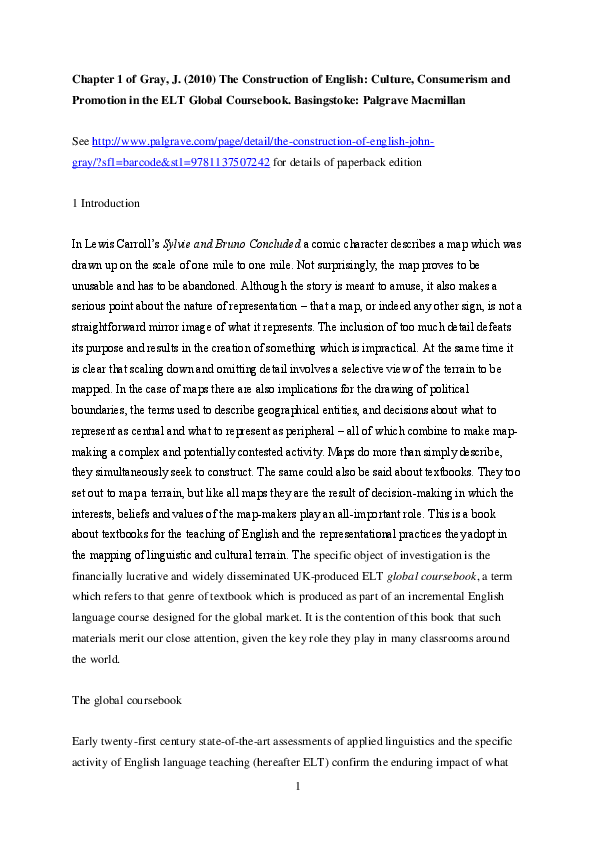 (PDF) The Construction of English: Culture, Consumerism and Promotion ...