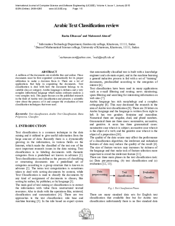 Pdf Arabic Text Classification Review