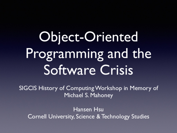 (PDF) Connections between the Software Crisis and Object Oriented ...