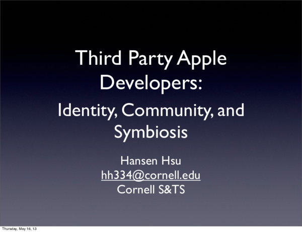(PDF) Third Party Apple Developers: Identity, Community, Symbiosis