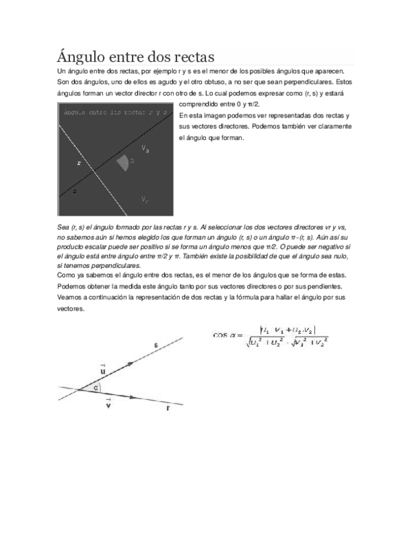 (DOC) Ángulo entre dos rectas