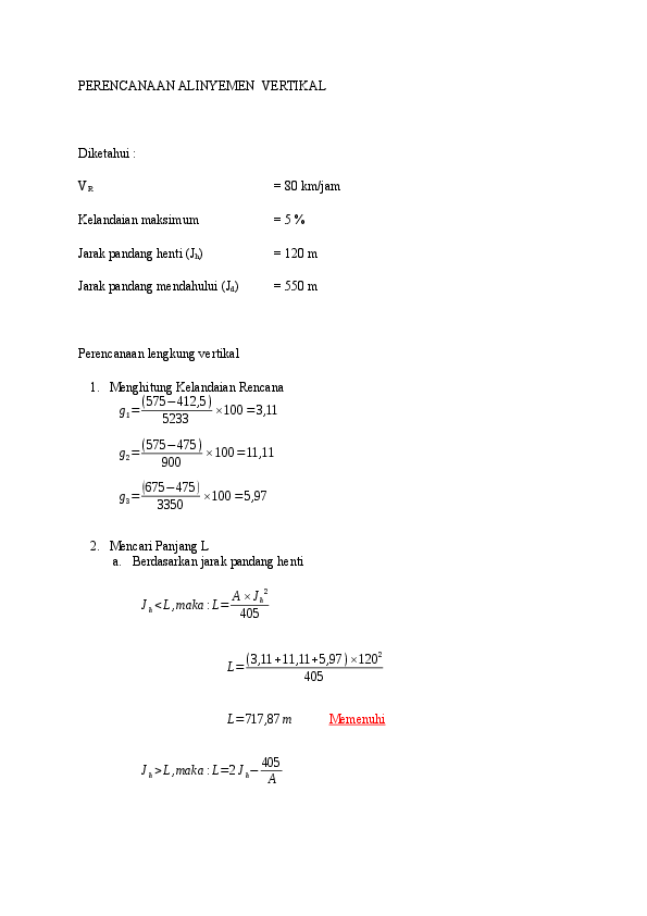 (DOC) perencanaan alinemen vertikal, jalan raya