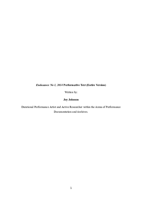 (DOC) Endurance No 1, 2014 Performative Text (Entire Version)