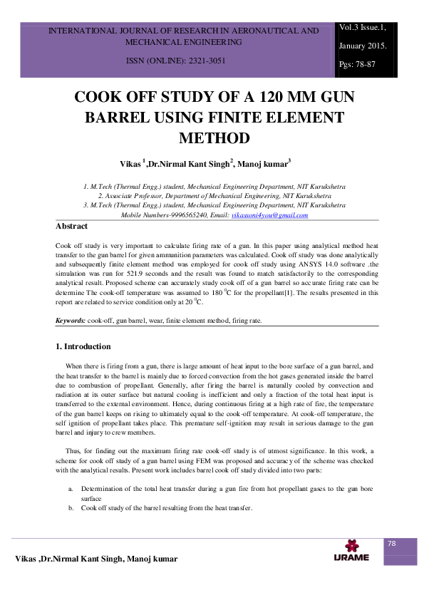 (PDF) COOK OFF STUDY OF A 120 MM GUN BARREL USING FINITE ELEMENT METHOD