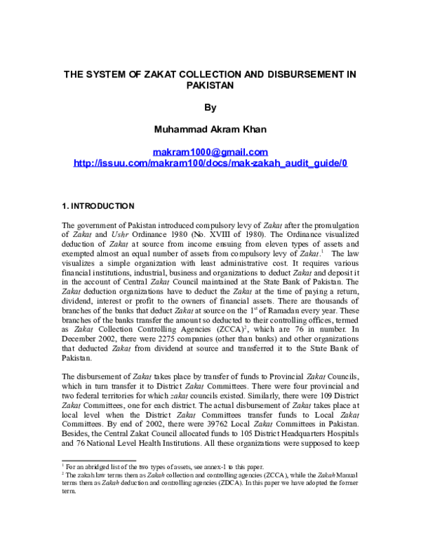 (DOC) The System of Zakat Collection and Disbursement in Pakistan