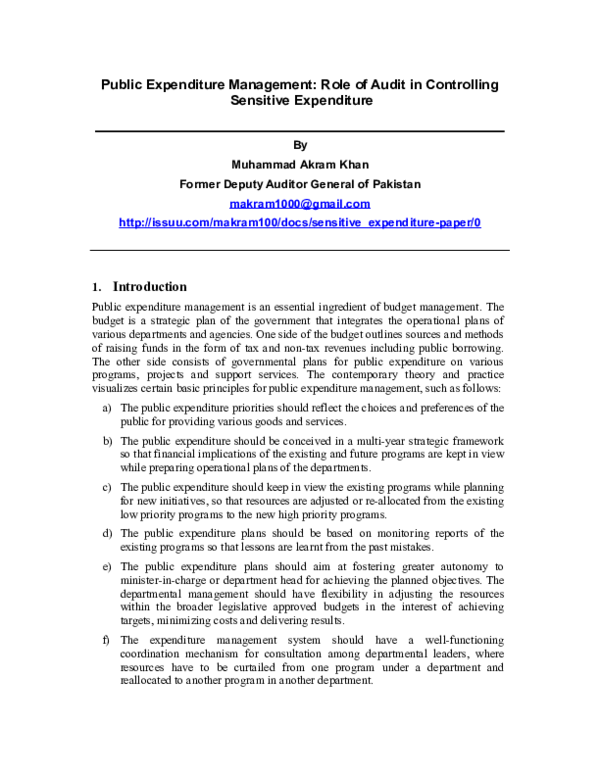 (DOC) Public expenditure Management: Role of Audit in Controlling ...