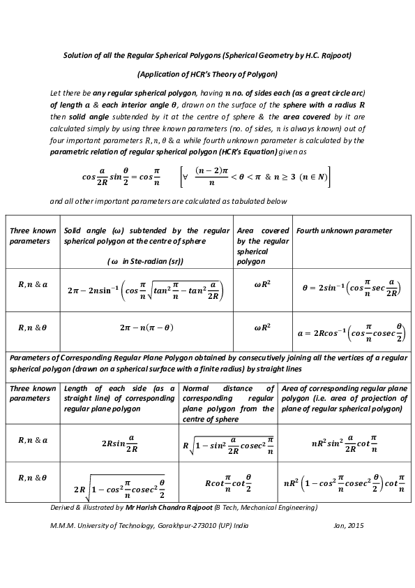 (PDF) Solution of All the Regular Spherical Polygons (Spherical ...
