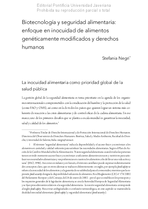 (PDF) Biotecnología y seguridad alimentaria: enfoque en inocuidad de alimentos genéticamente ...