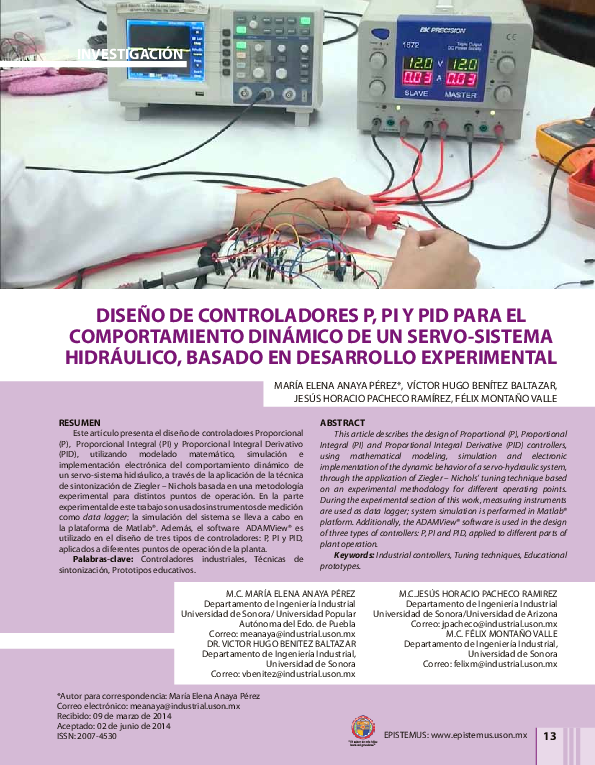 (PDF) DISEÑO DE CONTROLADORES P, PI Y PID PARA EL COMPORTAMIENTO DINÁMICO DE UN SERVO-SISTEMA ...