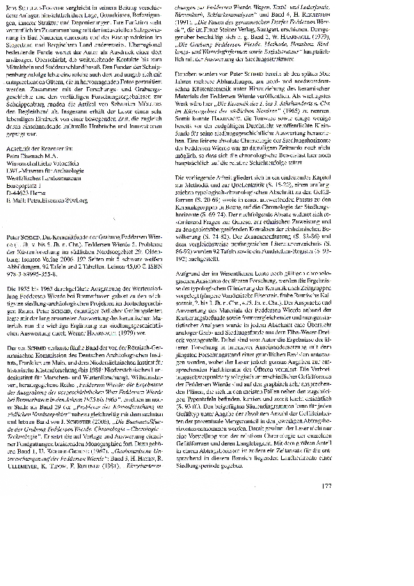 (PDF) Rezension zu: Peter Schmid, Die Keramikfunde der Grabung ...