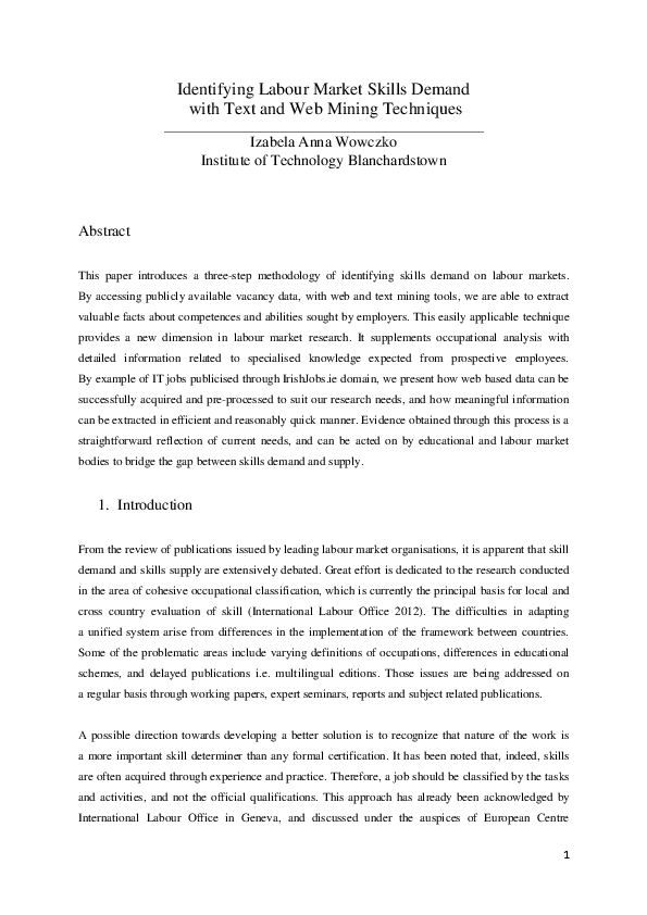 (PDF) Identifying Labour Market Skills Demand with RapidMiner (web mining)