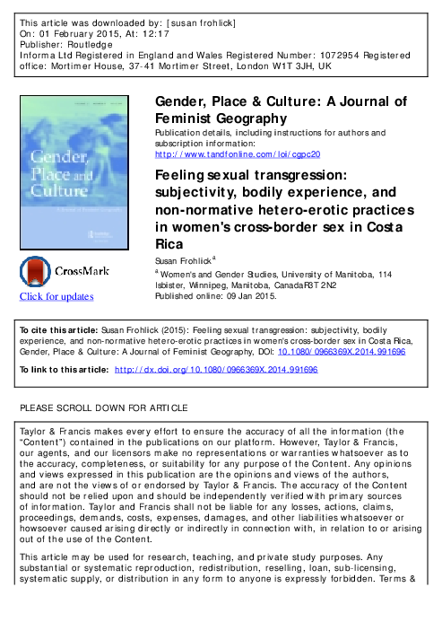 (PDF) Feeling sexual transgression: subjectivity, bodily experience ...