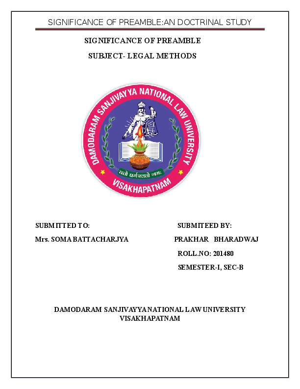 (DOC) Significance of Preamble