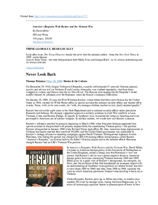 (PDF) PALAIMA Never Look Back Rostow TTO 2008