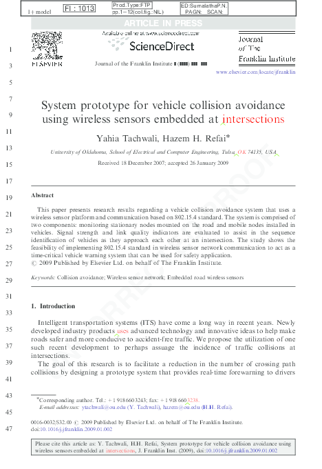 Pdf System Prototype For Vehicle Collision Avoidance Using Wireless