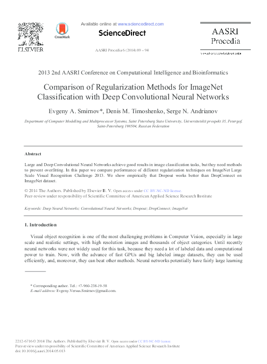 (PDF) Comparison of Regularization Methods for ImageNet Classification with Deep Convolutional ...