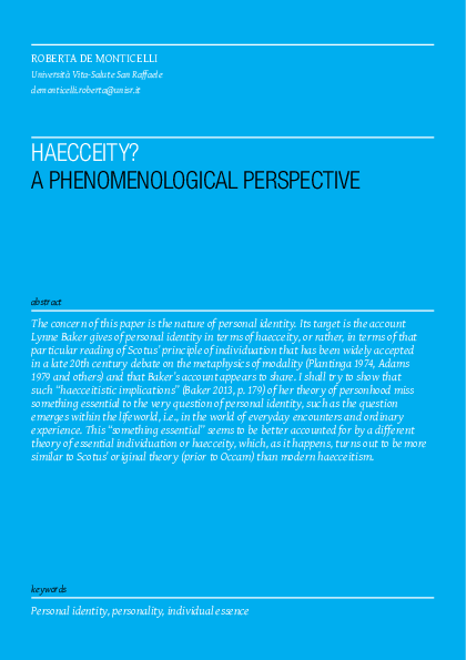 (PDF) Haecceity? A Phenomenological Perspective