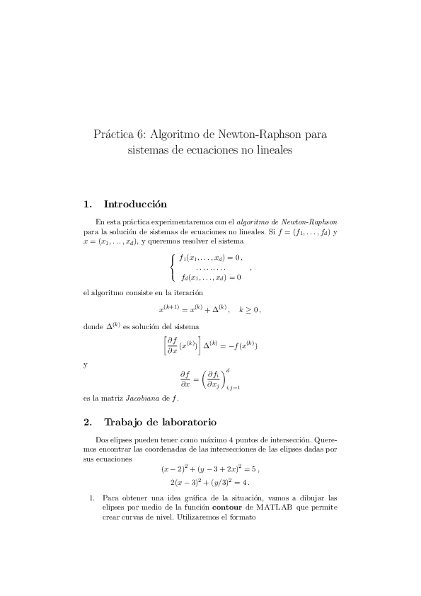 (PDF) Práctica 6: Algoritmo de Newton-Raphson para sistemas de ...