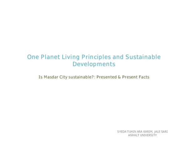 (PPT) sustainable developments, masdar city, one planet living principles