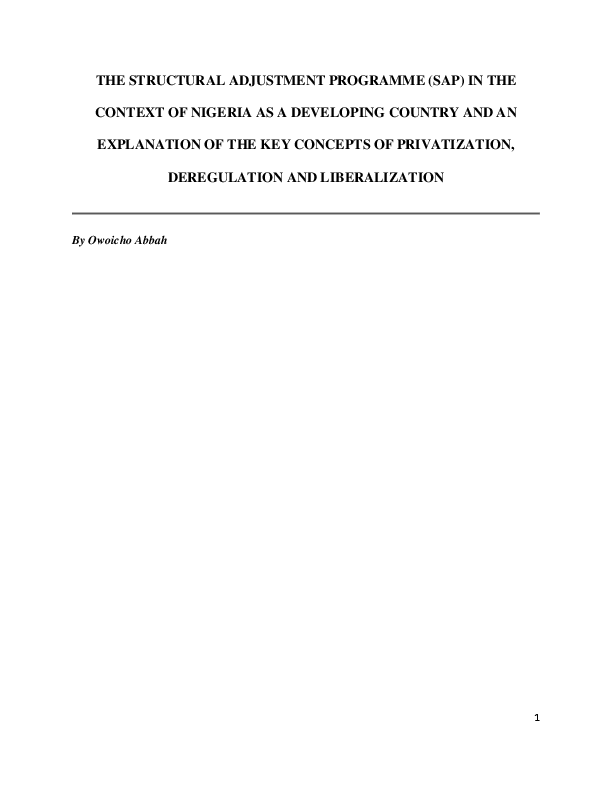 (PDF) The Structural Adjustment Programme In the Context of Nigeria as ...