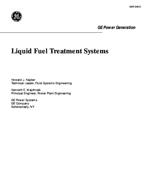 (PDF) GE Power Generation Liquid Fuel Treatment Systems