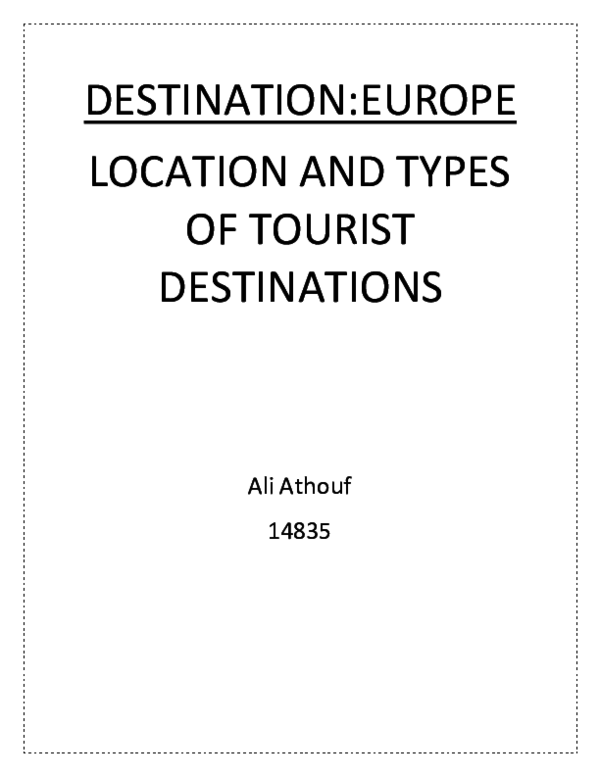 (PDF) DESTINATION:EUROPE LOCATION AND TYPES OF TOURIST DESTINATIONS ...