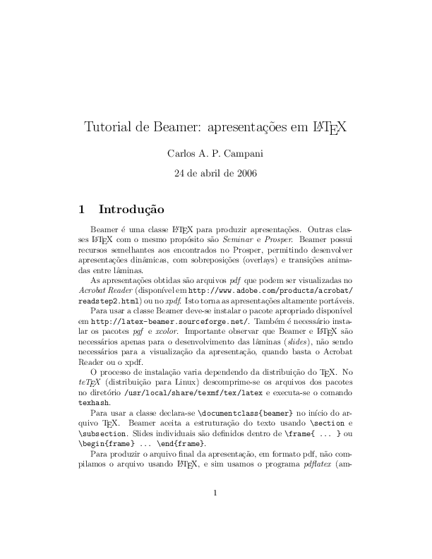 Tutorial de Beamer: apresentações em LaTeX